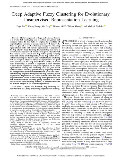 pdf deep adaptive fuzzy clustering for evolutionary unsupervised representation learning