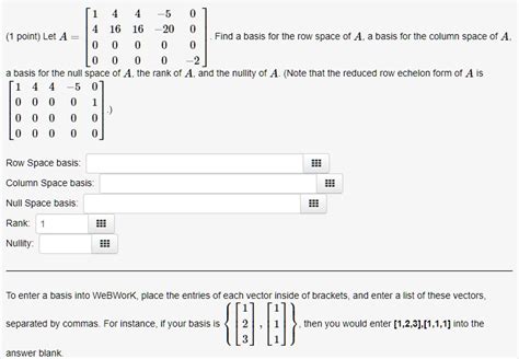 solved point let a find basis for the row space of a basis for the column space 0f a basis for