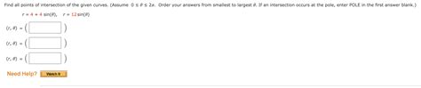 solved find all points of intersection of the given curves