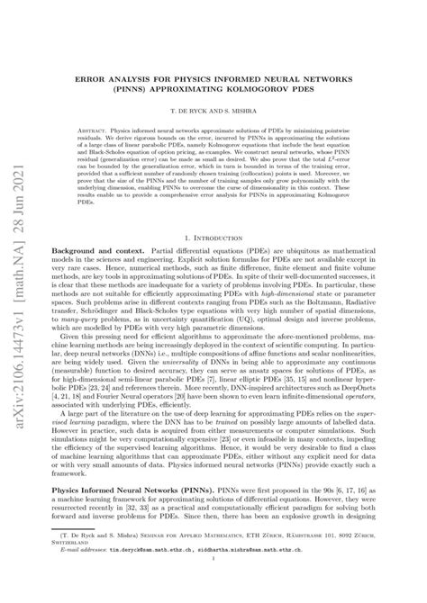 error analysis for physics informed neural networks pinns approximating kolmogorov pdes deepai