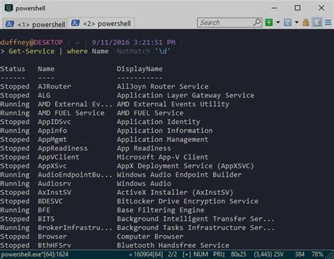 using regex in powershell —