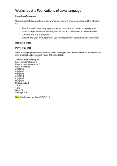 workshop 1 pro192 write a java program that will accept a matrix of integers then this matrix