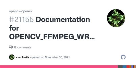 Documentation For OPENCV FFMPEG WRITER OPTIONS And OPENCV FFMPEG