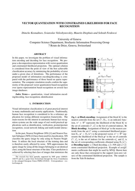 pdf vector quantization with constrained likelihood for face recognition