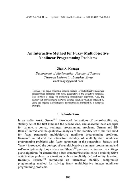 pdf an interactive method for fuzzy multiobjective nonlinear programming problems