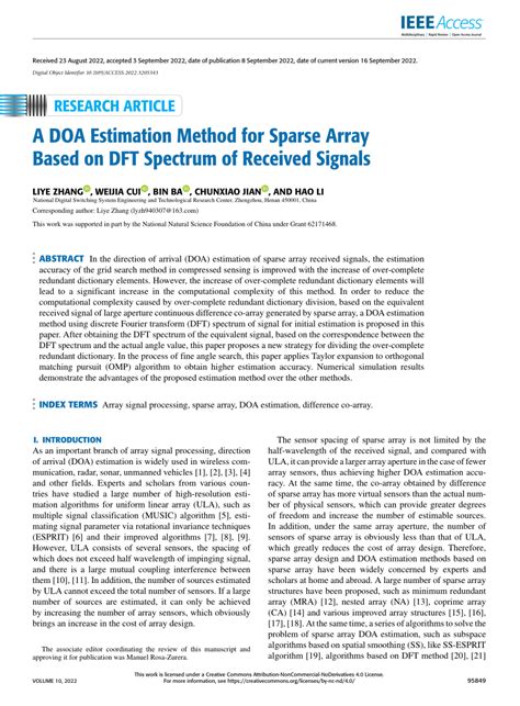 pdf a doa estimation method for sparse array based on dft spectrum of received signals