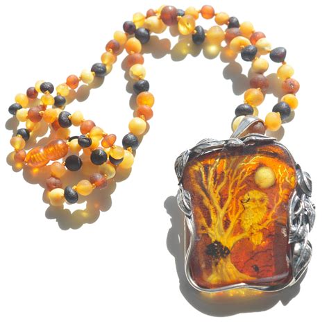 Baltic Amber Owl Intaglio Necklace The Amber Lady