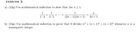 solved exercise 2 a 15p use mathematical induction to