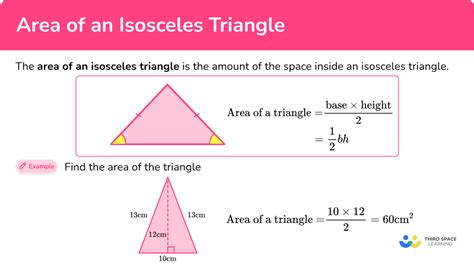 area of isosceles triangle math steps examples and questions