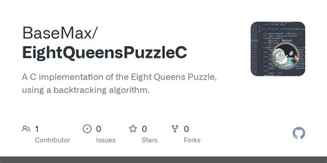 github basemax eightqueenspuzzlec a c implementation of the eight queens puzzle using a