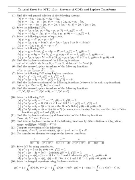 tutorial 6 pdf convolution laplace transform