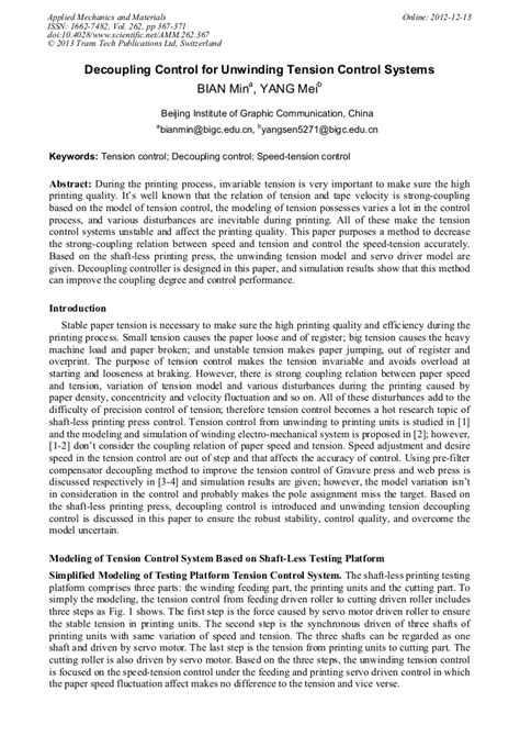 decoupling control for unwinding tension control systems scientific
