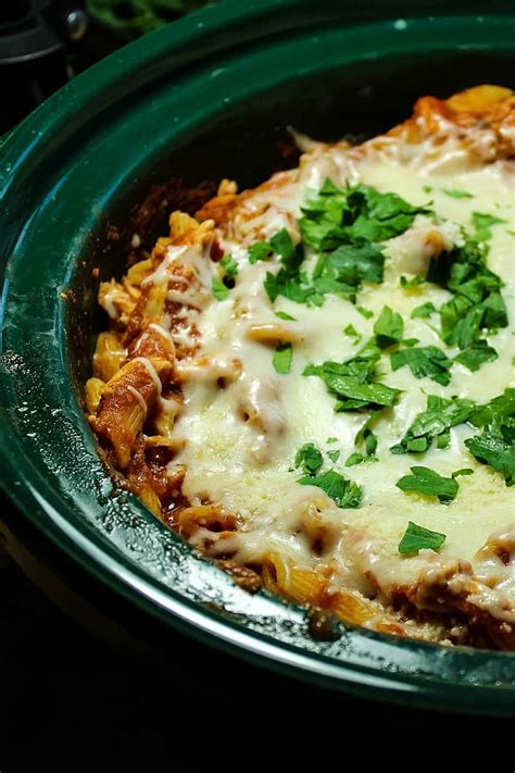 Slow Cooker Chicken Parmesan With Penne Pasta Must Love Home
