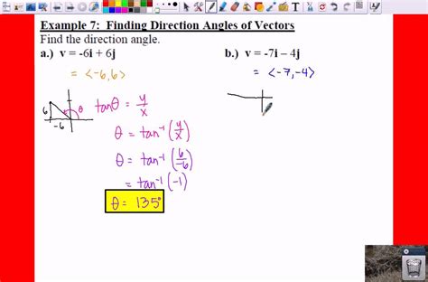 pc 6 3 notes example 7 finding direction angles of vectors youtube