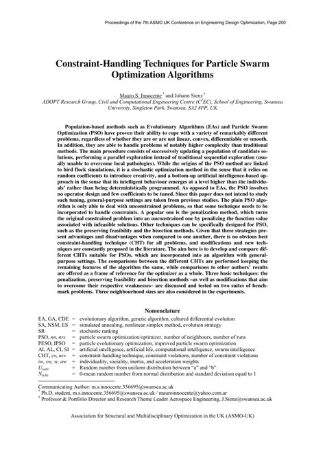 pdf constraint handling techniques for particle swarm optimization algorithms
