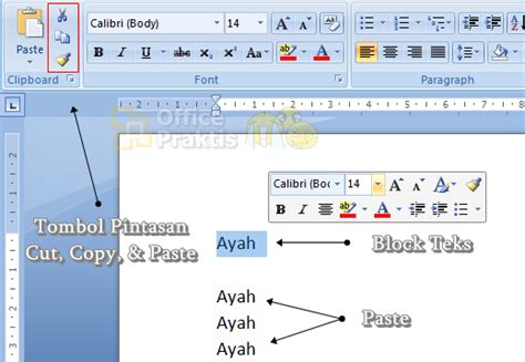 Cara Menggunakan Cut Copy Paste Di Ms Office Office Praktis
