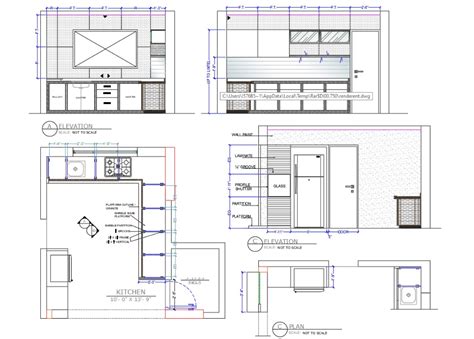 House Kitchen Elevation Section And Plan Cad Drawing Details Dwg File