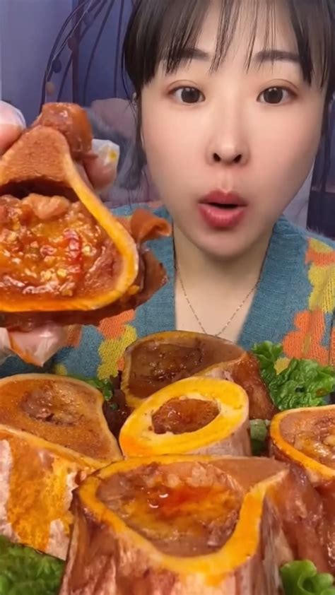 Chinese Food Mukbang Eating Show Red Beef Bone Marrow Chinese Food Mukbang Eating Show Red