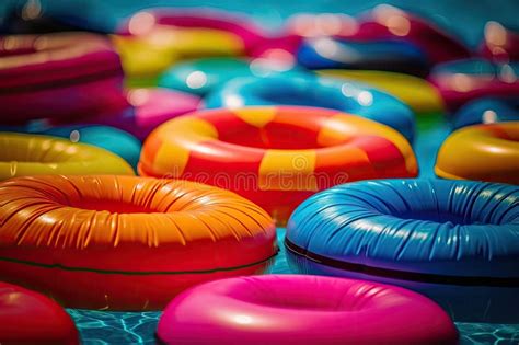 Vibrant Inflatable Pool Floats For Fun Swimming Pool Parties Stock Illustration Illustration