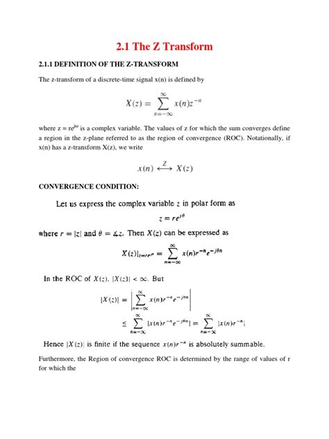 z transform pdf mathematical relations calculus