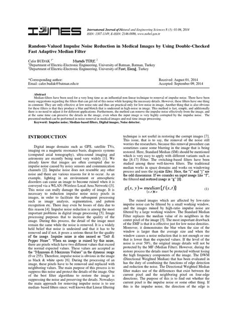 random valued impulse noise reduction in medical images by using double checked pdf median