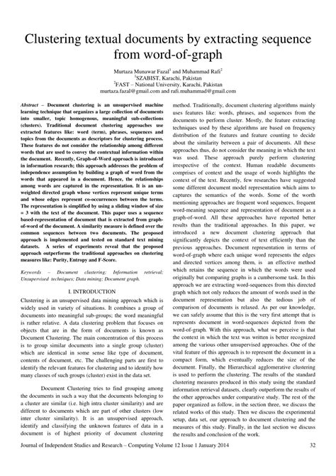 pdf clustering textual documents by extracting sequence from word of graph