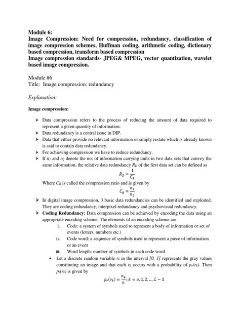dip lecture note image compression pdf data compression algorithms