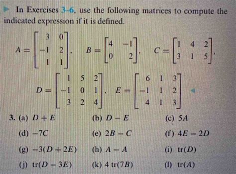 solved in exercises 3 6 use the following matrices to compute the indicated expression if it