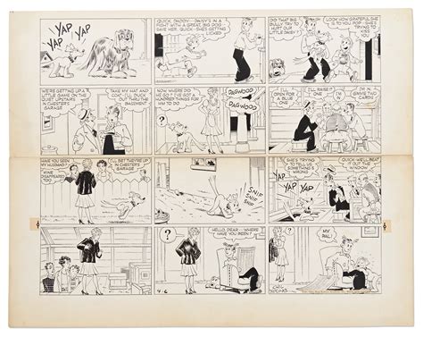 Lot Detail Chic Young Hand Drawn Blondie Sunday Comic Strip From 1941 Bumstead And