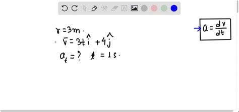 solved a particle is moving in a circle of radius 3m with a velocity Å 3ti 4j what is its