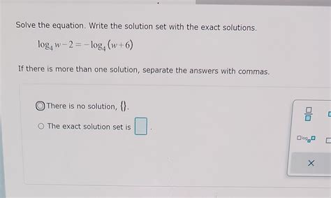 solved solve the equation write the solution set with the