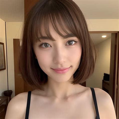 A Close Up Of A Woman With A Black Bra Top And A Brown Hair Seaart Ai