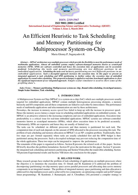 pdf an efficient heuristic to task scheduling and memory partitioning for multiprocessor