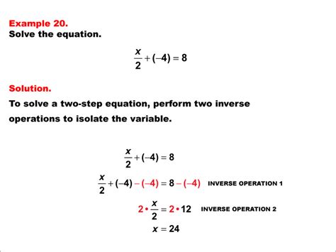 math example solving two step equations example 20 media4math