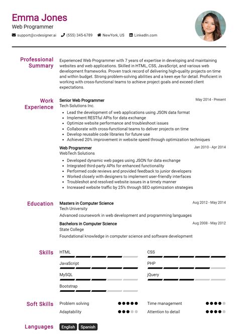 15 Web Programmer Resume Examples And Templates For 2024 CVDesigner Ai