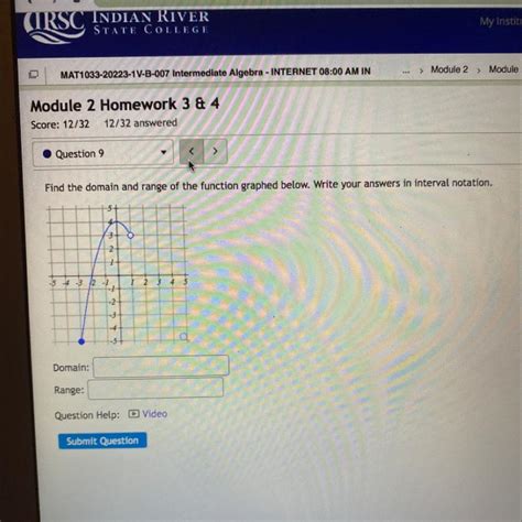 find the domain and range of the function graphed below write your answers in interval notation