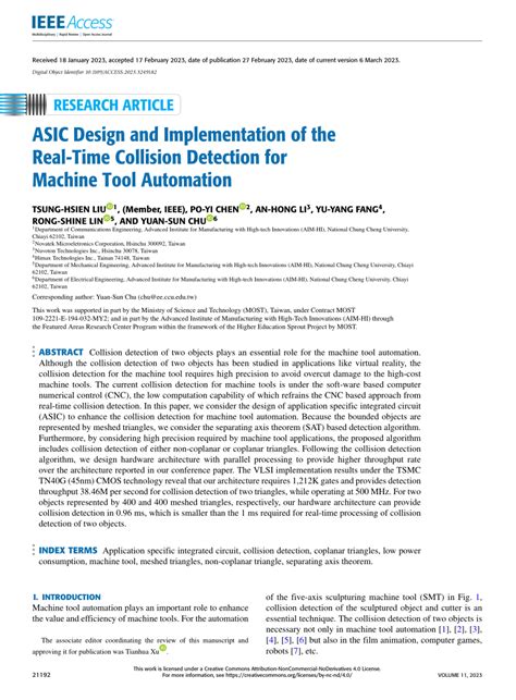 pdf asic design and implementation of the real time collision detection for machine tool