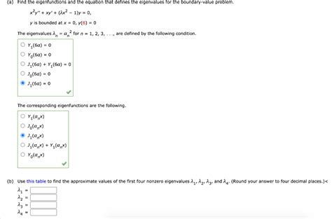 solved a find the eigenfunctions and the equation that