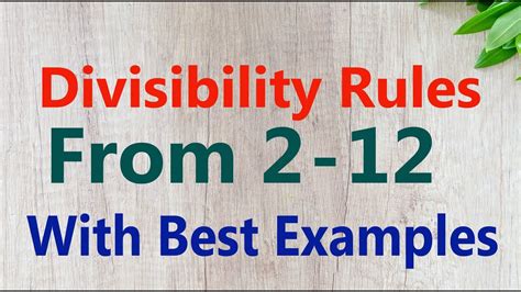 divisibility rules from 2 12 with best examples must known tricks easy to learn youtube