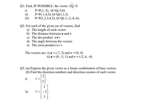 solved q1 find if possible the vector pq if i