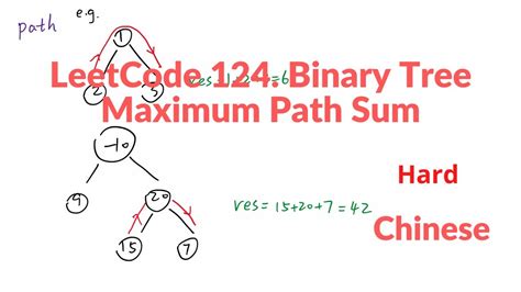leetcode 124 binary tree maximum path sum 中文解释 chinese version youtube