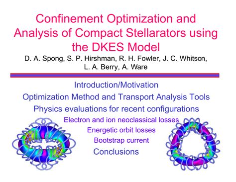 pdf confinement optimization and analysis of compact stellarators using the dkes model