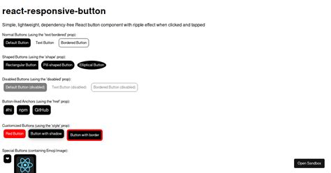 React Responsive Button Forked Codesandbox
