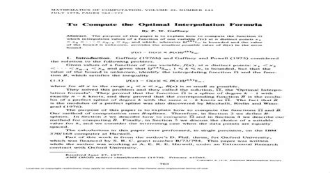 to compute the optimal interpolation · pdf fileto compute the optimal interpolation formula in