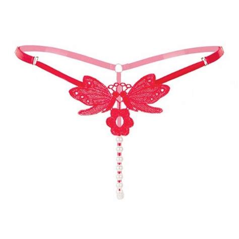 Throne Headdy Strings Of Pearl Thong Red