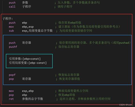 80x86汇编语言用栈传递参数的子程序的一般结构 汇编子程序堆栈参数 csdn博客