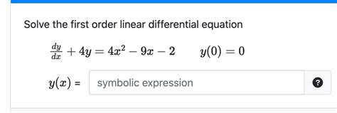 solved solve the first order linear differential equation