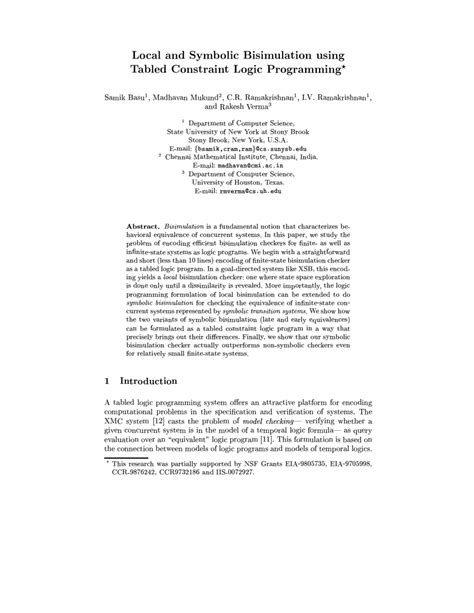 pdf local and symbolic bisimulation using tabled constraint logic programming
