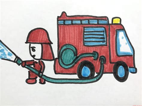 消防车和消防员简笔画 消防员的画法 人物简笔画 欣欣简笔画