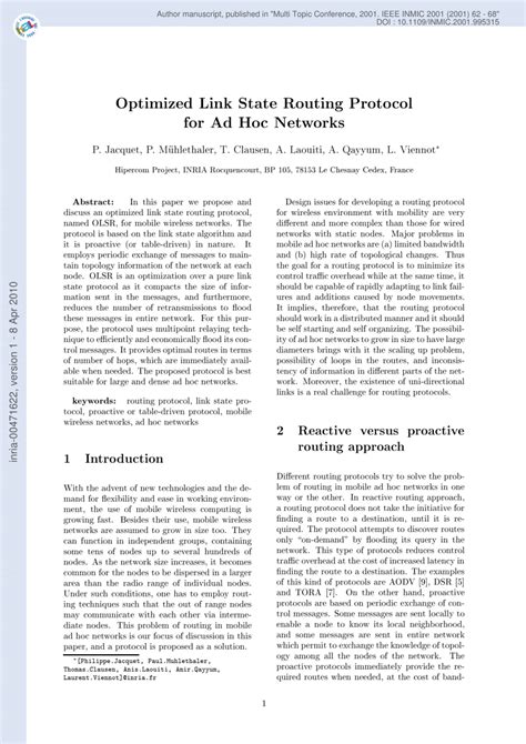 pdf optimized link state routing protocol for ad hoc networks